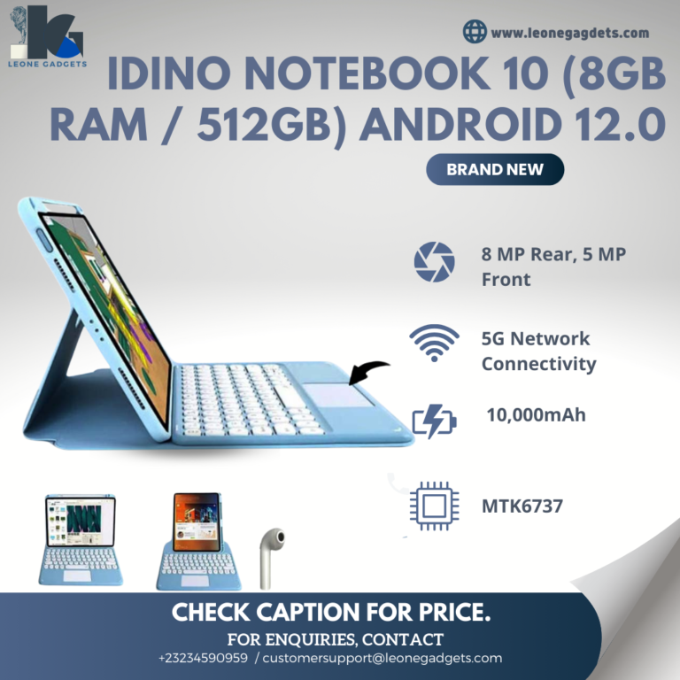 Idino Notebook 10 – 512GB ROM – 8GB RAM – 10000mAh – Android Tablet ...